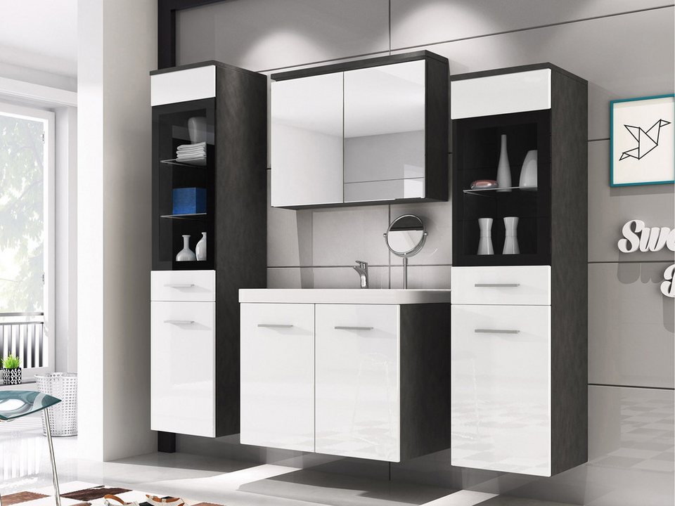 Mirjan24 Badmöbel Set Madrit Ii 5er Set Waschbeckenschrank 2x
